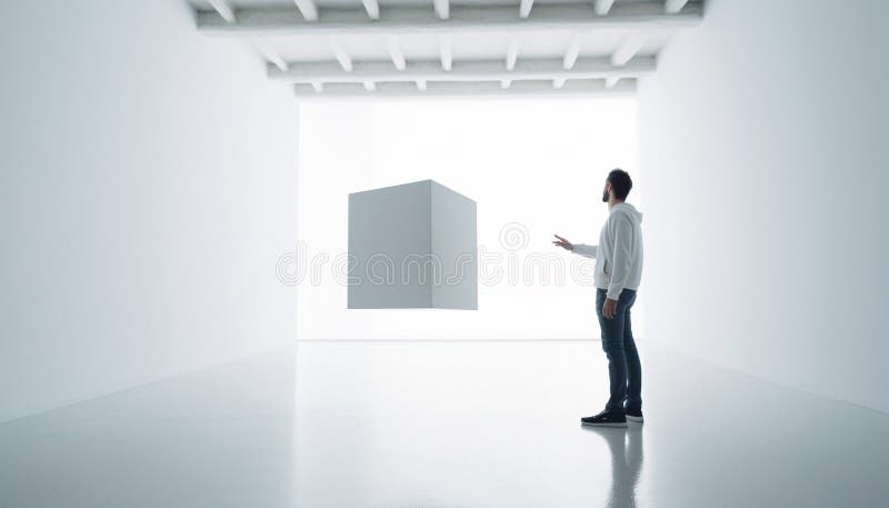 One Successful Businessman Standing Indoors, Holding Computer Graphic ...