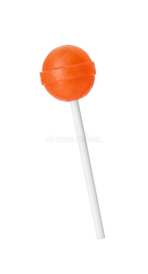 One Sweet Orange Lollipop Isolated on White Stock Image - Image of ...