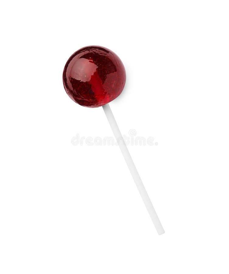 One Sweet Red Lollipop Isolated on White, Top View Stock Image - Image ...