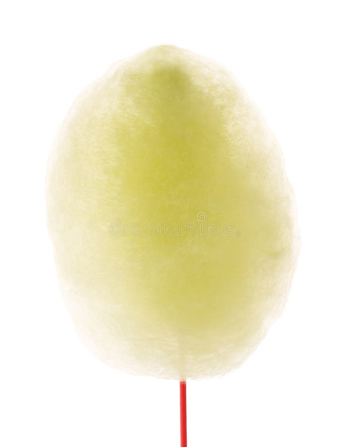 One Sweet Yellow Cotton Candy Isolated on White Stock Photo - Image of ...