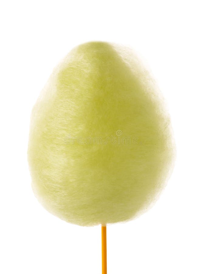 One Sweet Yellow Cotton Candy Isolated on White Stock Image - Image of ...