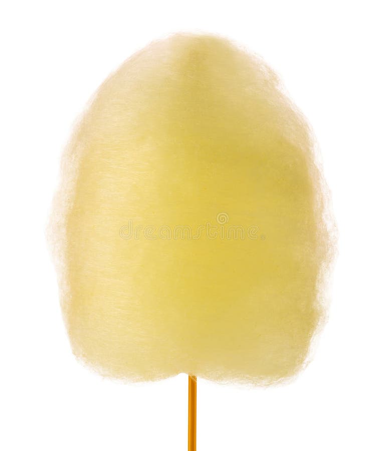 One Sweet Yellow Cotton Candy Isolated on White Stock Image - Image of ...