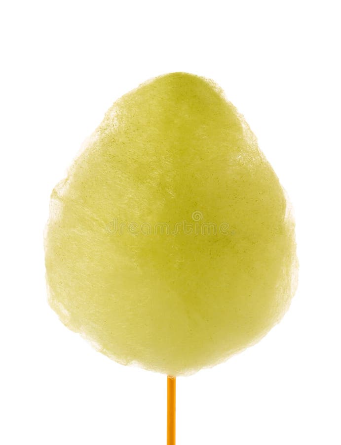 One Sweet Yellow Cotton Candy Isolated on White Stock Photo - Image of ...