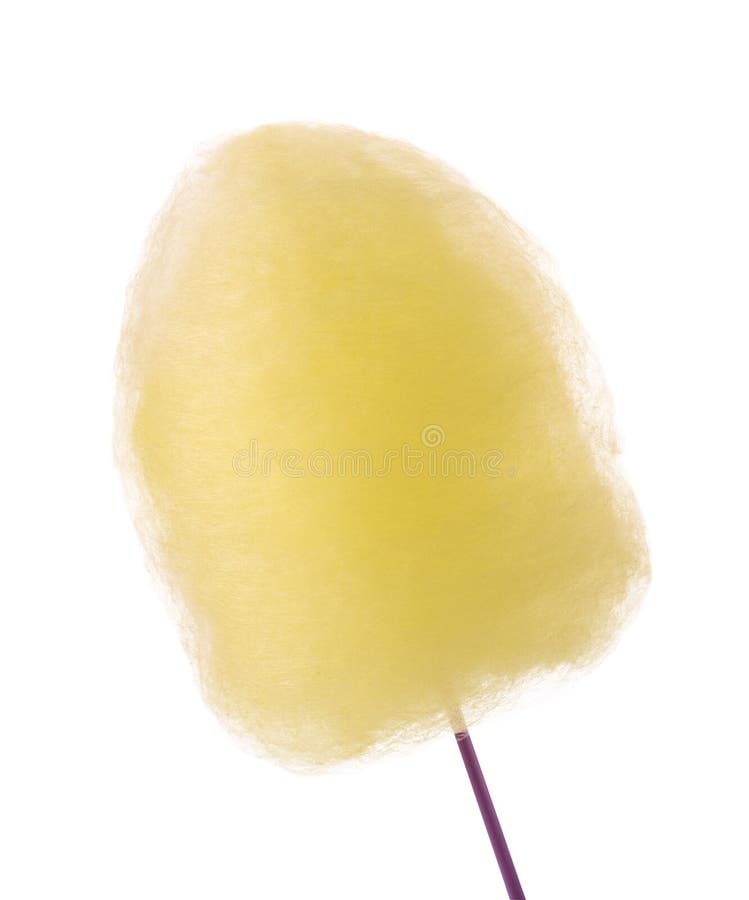 One Sweet Yellow Cotton Candy Isolated on White Stock Image - Image of ...