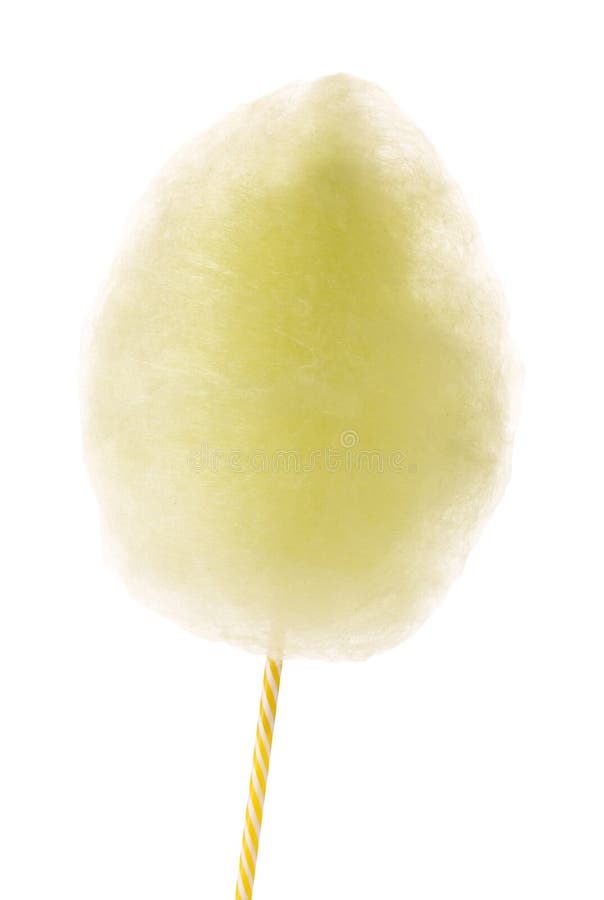 One Sweet Yellow Cotton Candy Isolated on White Stock Image - Image of ...