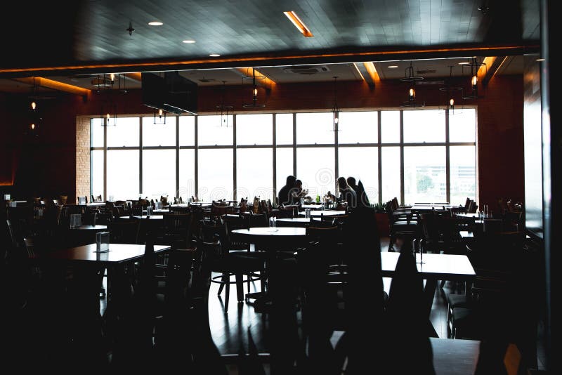 Empty Restaurant with only One Table Busy Stock Photo - Image of group ...