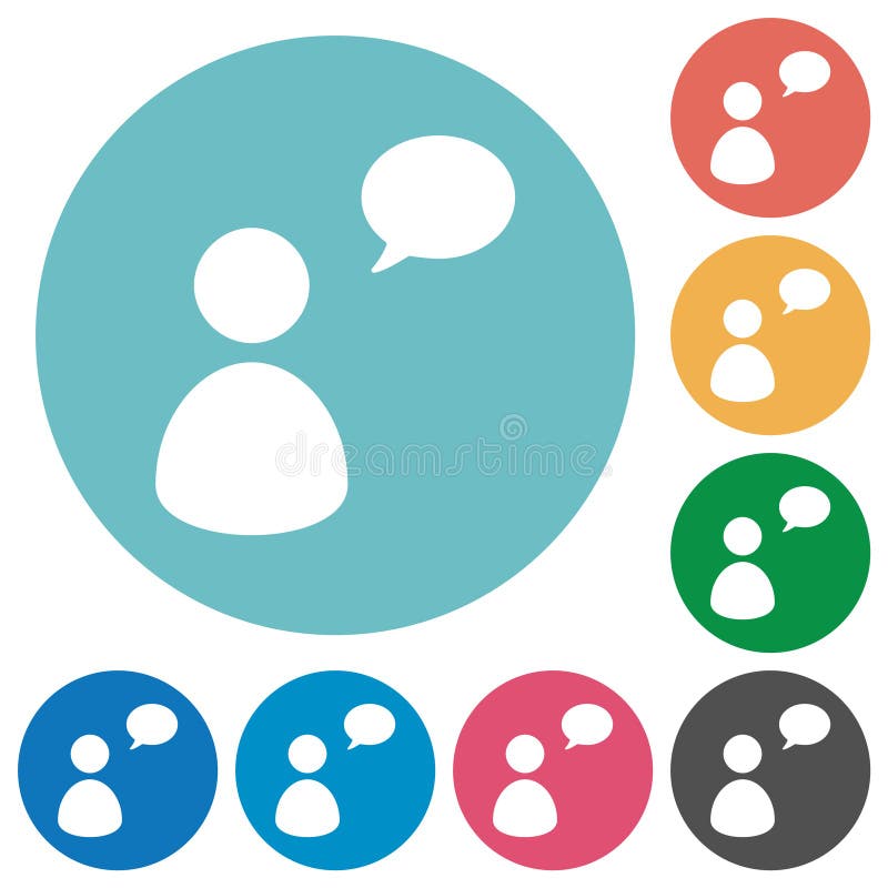 One Talking Person with Oval Bubble Solid Flat Round Icons Stock Vector ...