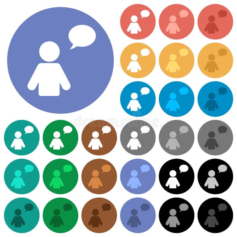 One Talking Person with Oval Bubble Solid Round Flat Multi Colored ...