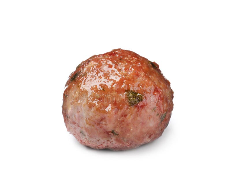One Tasty Cooked Meatball Isolated on White Stock Photo - Image of ...