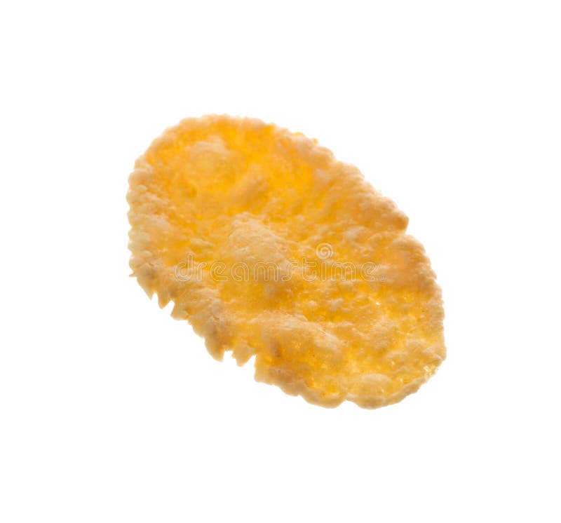 One Tasty Crispy Corn Flake Isolated on White Stock Photo - Image of ...