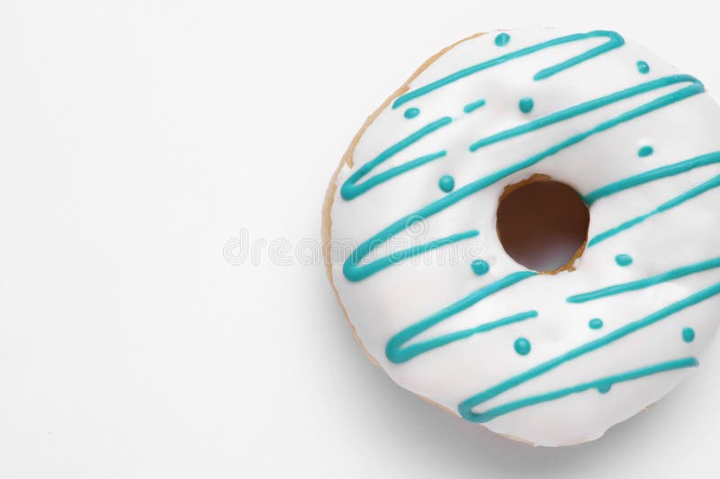 One Tasty Glazed Donut Isolated on White, Top View Stock Image - Image ...