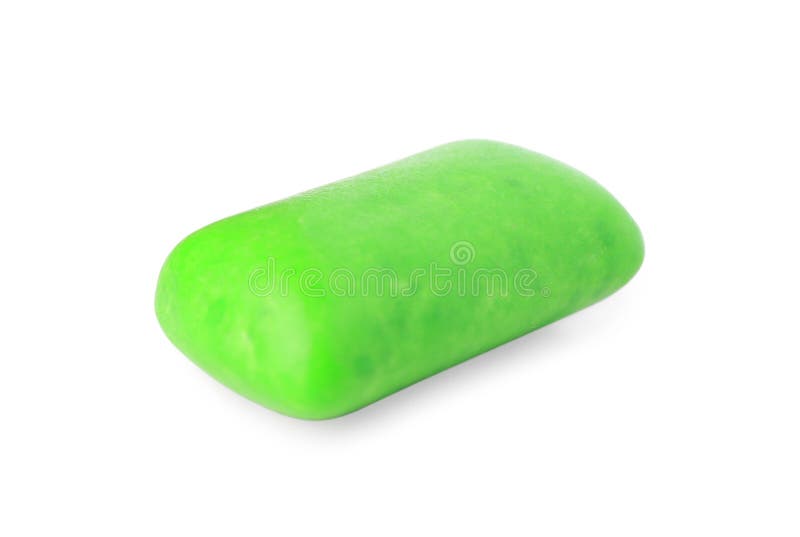 One Tasty Green Chewing Gum Isolated on White Stock Photo - Image of ...