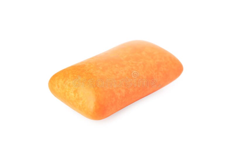 One Tasty Orange Chewing Gum Isolated on White Stock Image - Image of ...
