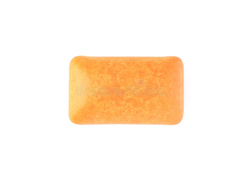 One Tasty Orange Chewing Gum Isolated on White, Top View Stock Photo ...