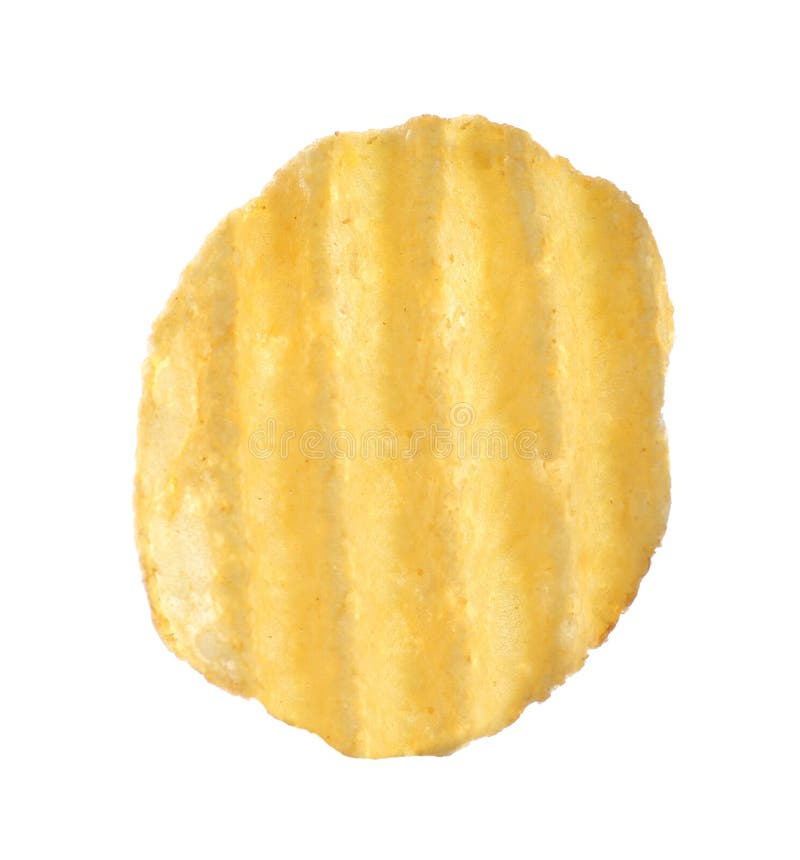 One Tasty Ridged Potato Chip Isolated on White Stock Photo - Image of ...