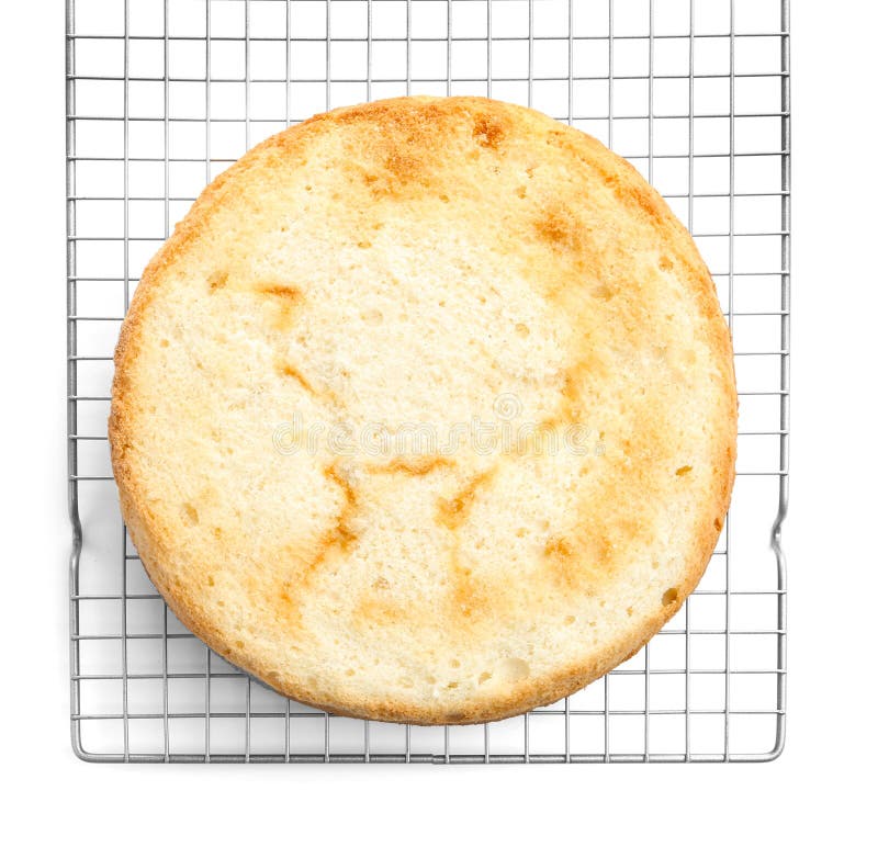 One Tasty Sponge Cake Isolated on White, Top View Stock Photo - Image ...