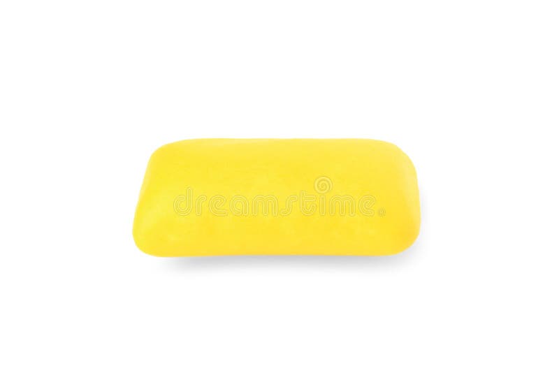 One Tasty Yellow Chewing Gum on White Stock Photo - Image of ...