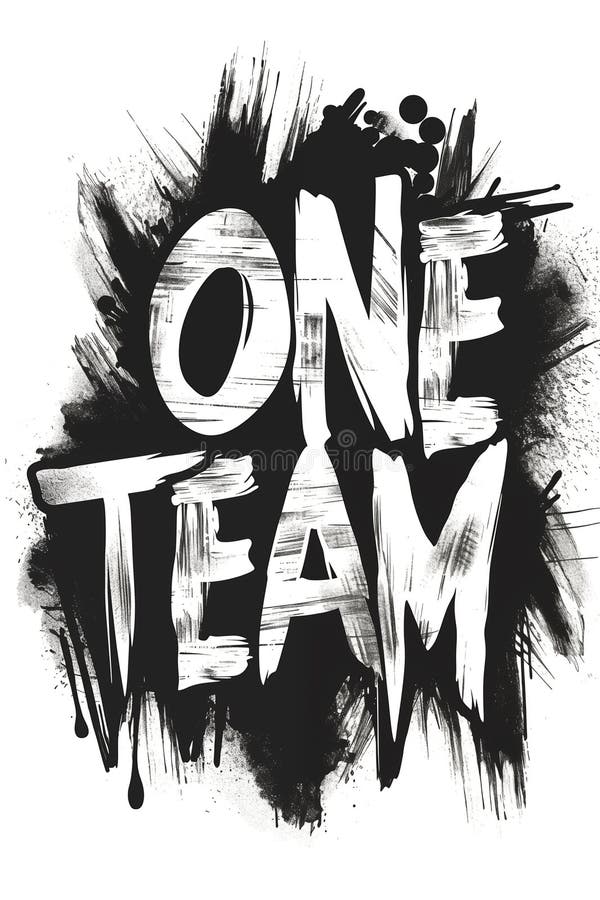 One Team Graffiti Art Black and White Splash Design Stock Photo - Image ...