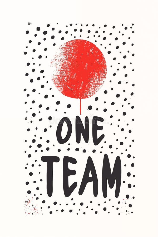 One Team Text with Abstract Red Circle and Black Dots on Light ...