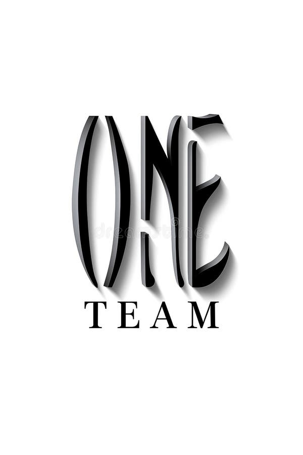 One Team Typography Abstract Design with Shadow Effect on White ...