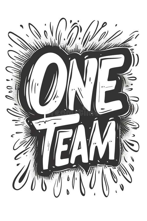 One Team Typography Graffiti Style Art with Splash Effect Stock Image ...