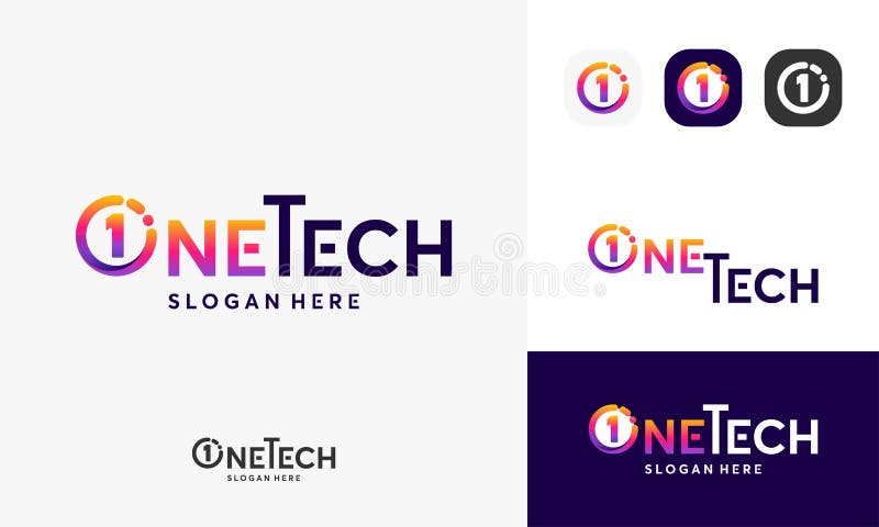 One Tech Logo, Pixel Technology Logo Designs Concept Vector, Network ...