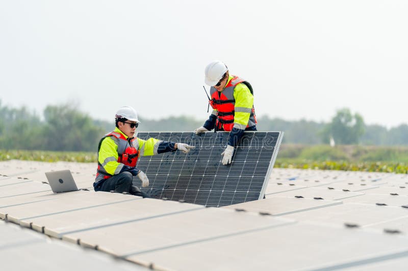 One Technician Worker Sit and Point To Area of Problem and Work with Co ...