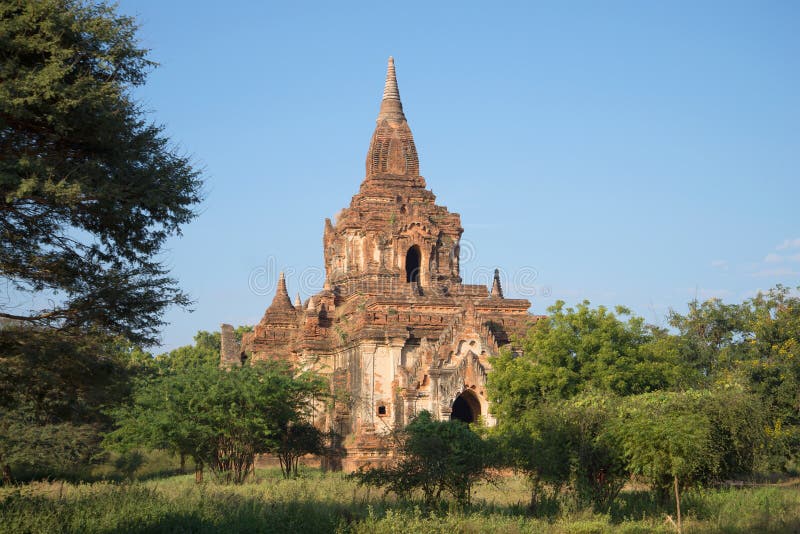 One of the Temples of Ancient Bagan in the Bush on a Sunny Day. Myanmar ...