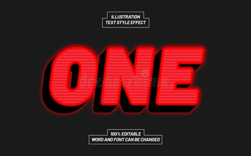 One Red Text Style Effect stock vector. Illustration of effect - 207852745