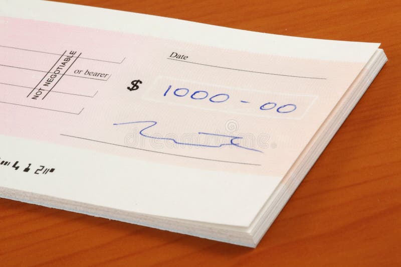 One Thousand Dollars Cheque Stock Photo - Image of account, commerce ...