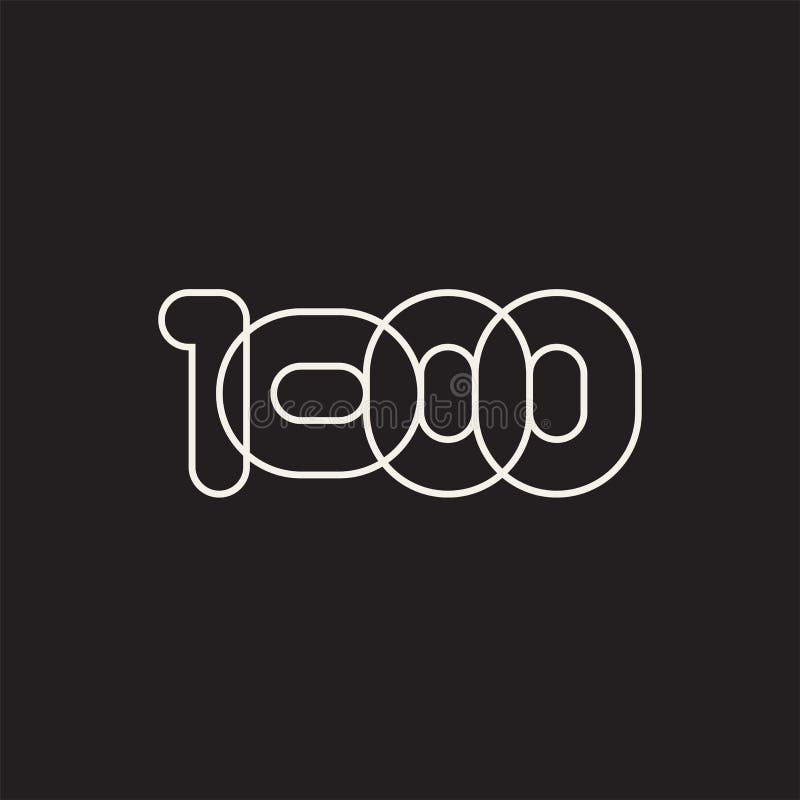 One Thousand, Mono Line. Four Rounded Figures Stock Illustration ...