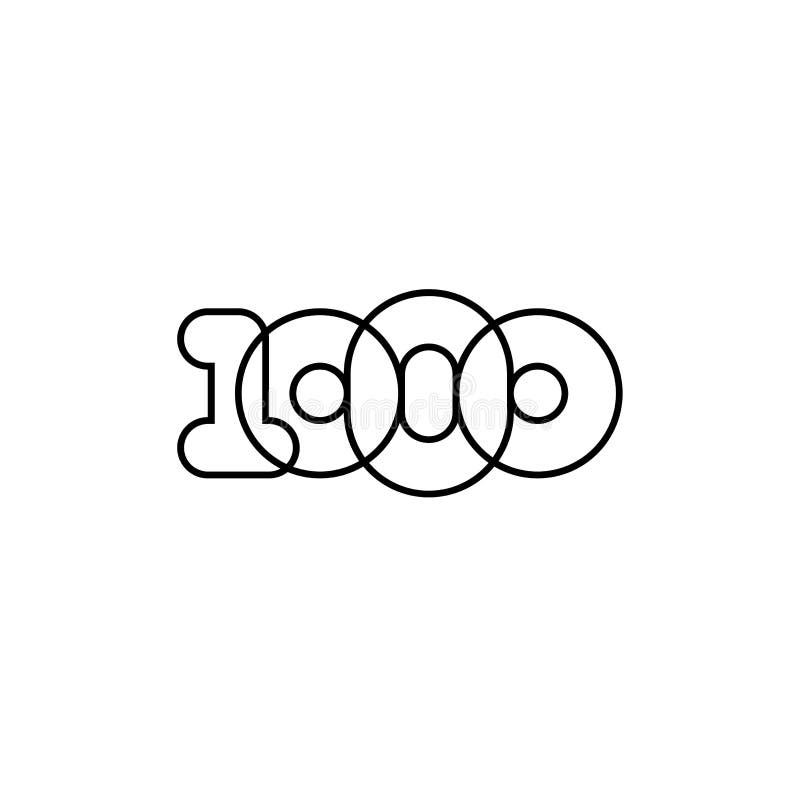 One Thousand, Mono Line. Four Rounded Figures. Stock Vector ...