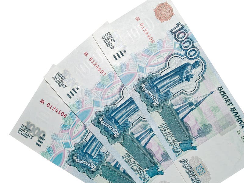 One Thousand Rouble Banknotes Stock Image - Image of isolated, bank ...