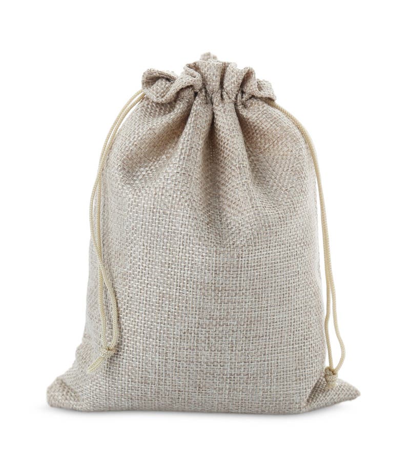 One Tied Burlap Bag Isolated on White Stock Photo - Image of grunge ...