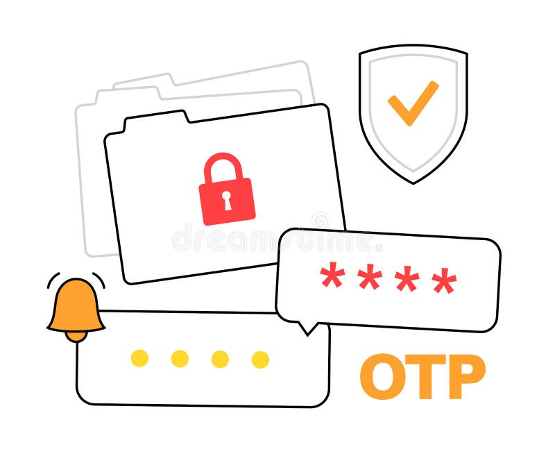 One time password stock vector. Illustration of authentication - 252465532