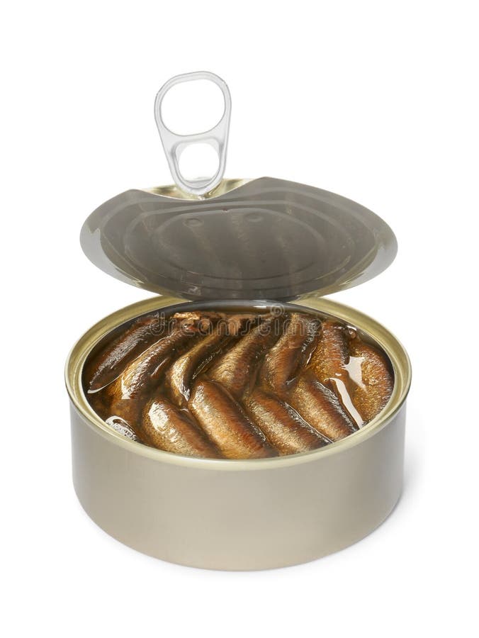 One Tin Can of Sprats Isolated on White Stock Photo - Image of hermetic ...