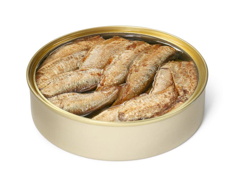 One Tin Can of Sprats Isolated on White Stock Image - Image of cooking ...