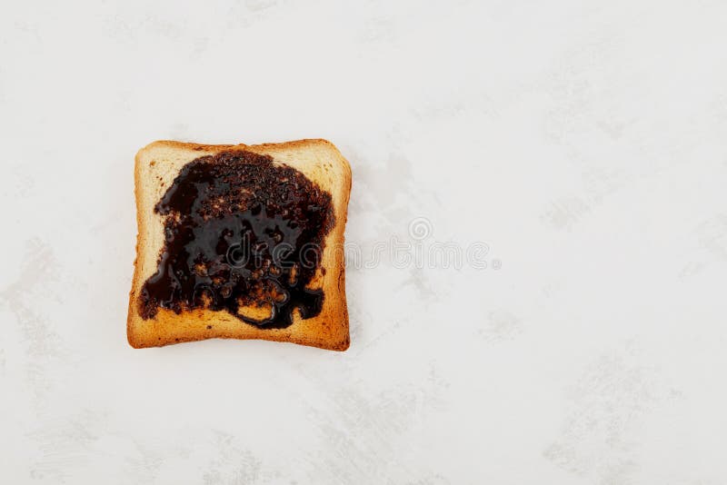 One Toast for Breakfast on Grey Textured Surface, Top View. Roasted ...
