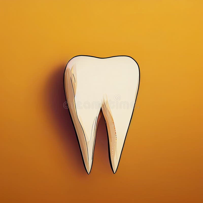 One Tooth with a Root on a Orange Background. Digital Illustration. AI ...