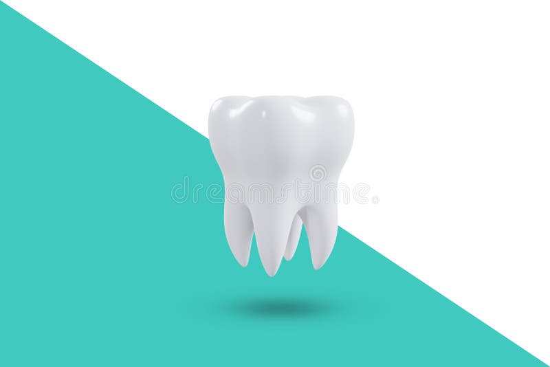One Tooth on a White-green Background. 3d Render. Stock Illustration ...