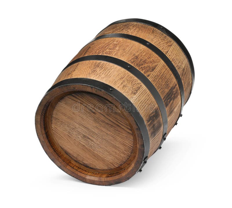One Traditional Wooden Barrel Isolated Stock Image - Image of liquid ...