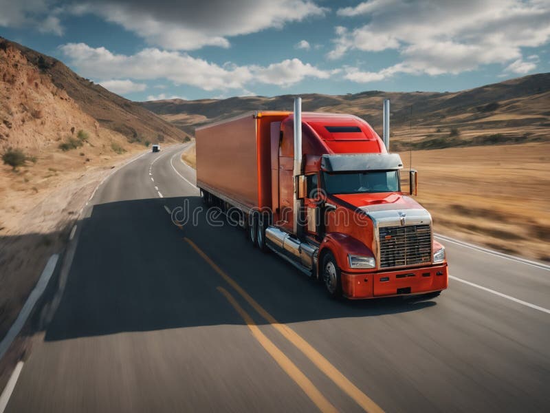 One Truck on highway stock image. Image of transports - 304855335