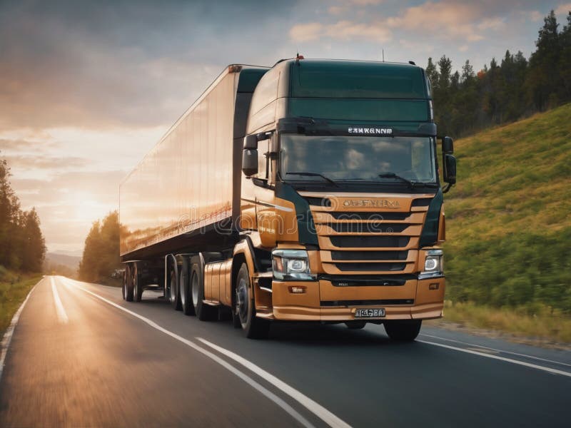One Truck on highway stock image. Image of transports - 304855409