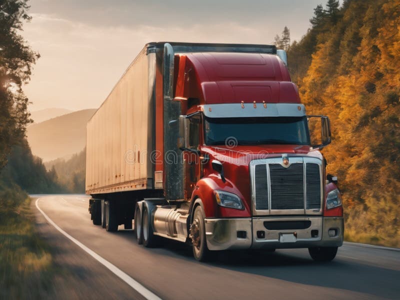 One Truck on highway stock photo. Image of delivery - 304855514