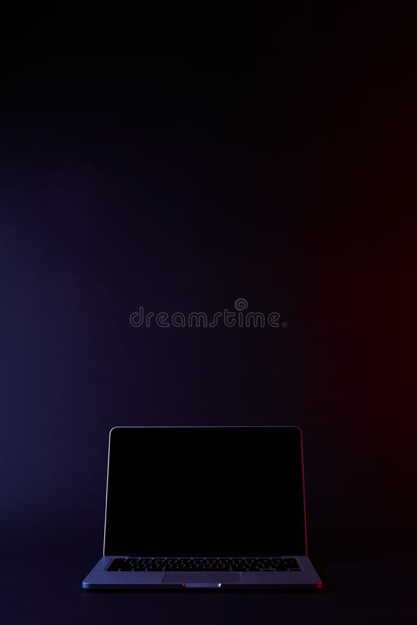 One Turned Off Laptop with Blank Screen Stock Image - Image of ...