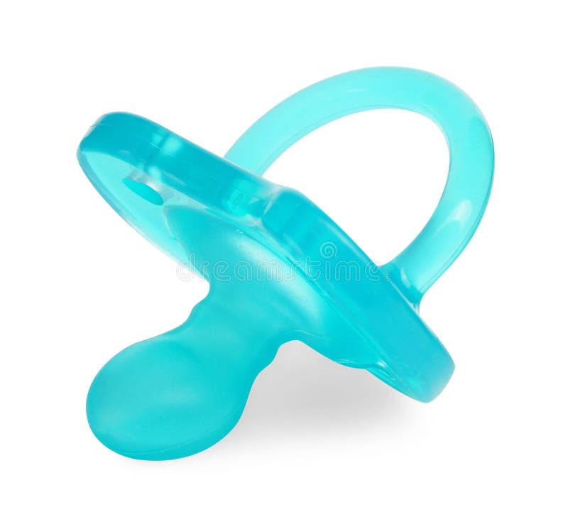 One Turquoise Baby Pacifier Isolated on White, Top View Stock Image ...