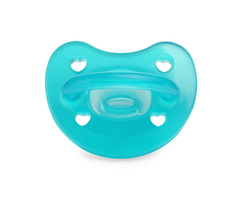 One Turquoise Baby Pacifier Isolated on White Stock Photo - Image of ...