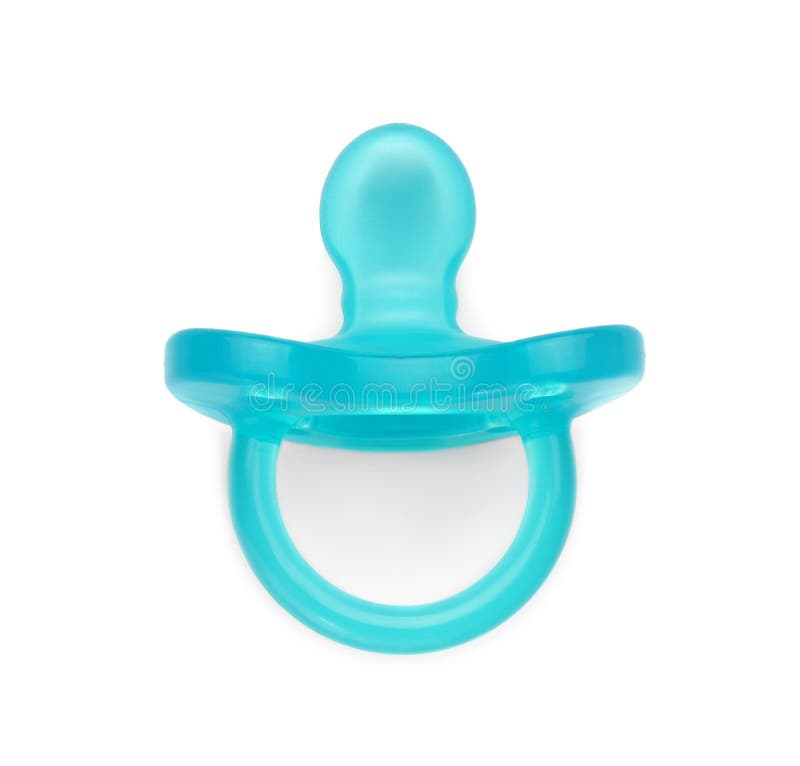 One Turquoise Baby Pacifier Isolated on White, Top View Stock Image ...