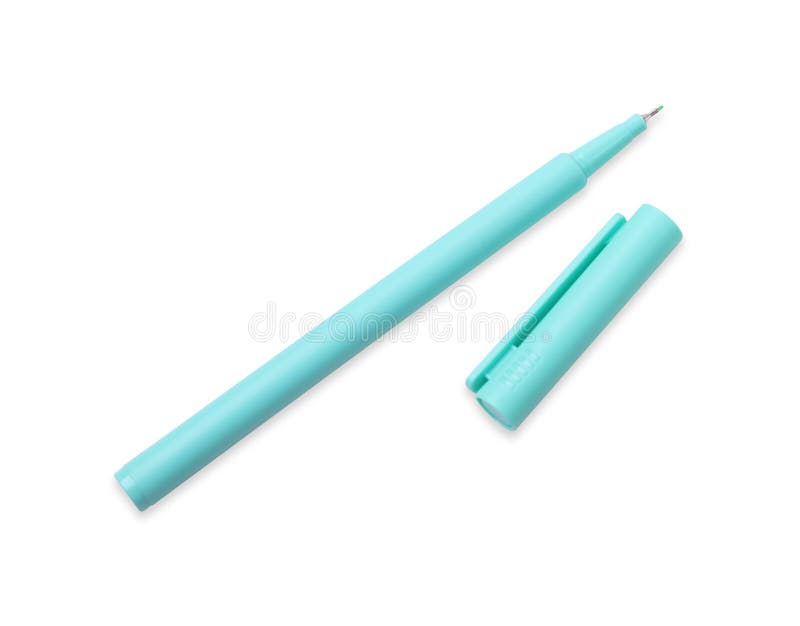 One Turquoise Marker on White Background. School Stationery Stock Image ...