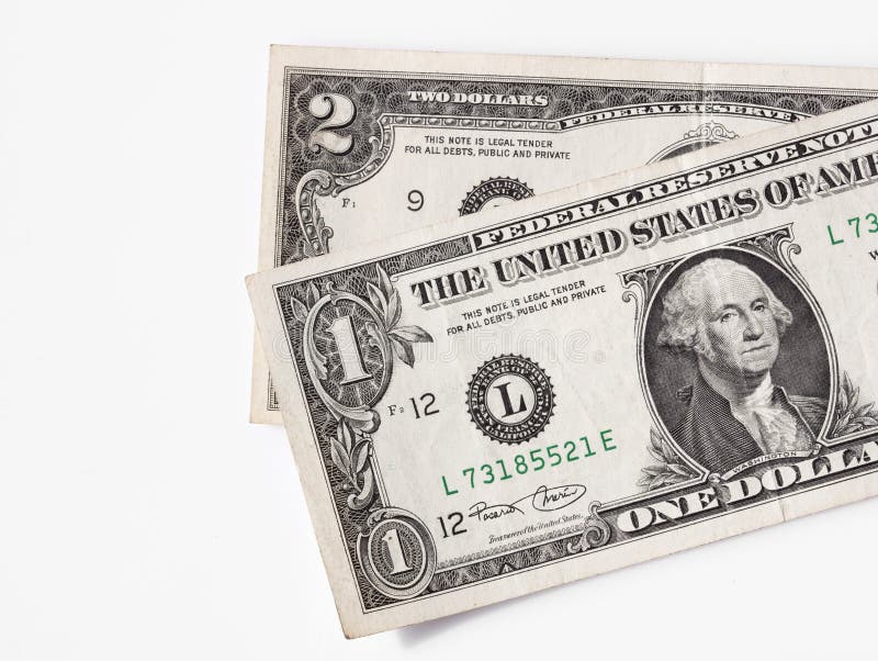 Two and One Dollar Bills - RAW Format Stock Image - Image of high, cash ...